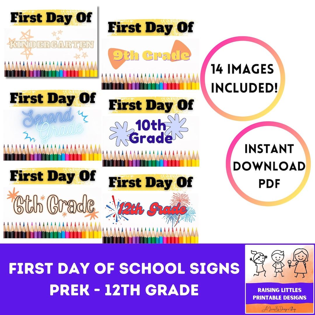 First Day of School Signs for Each Grade - Etsy