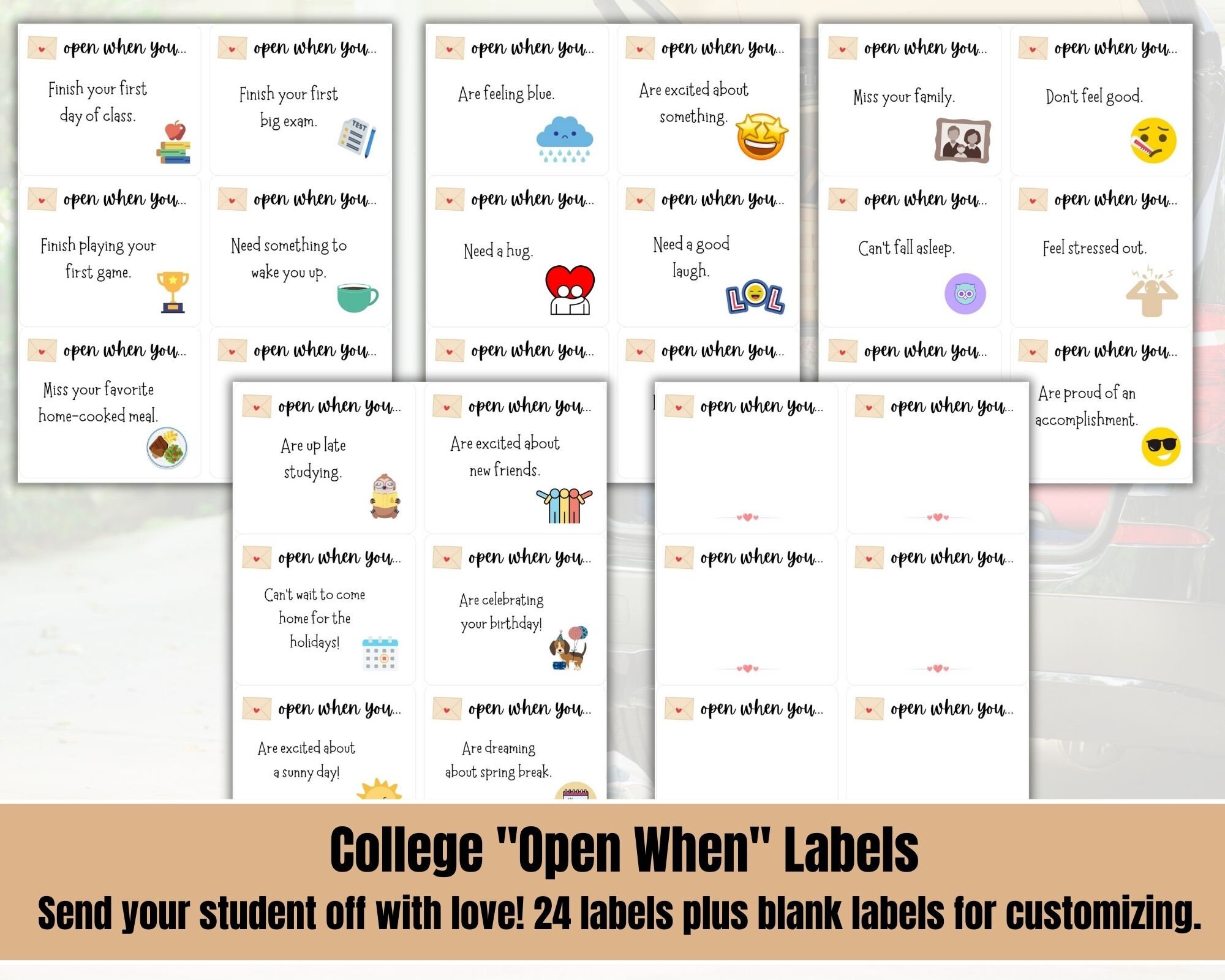 College Open When Envelope Labels | College Open When Letters | College ...