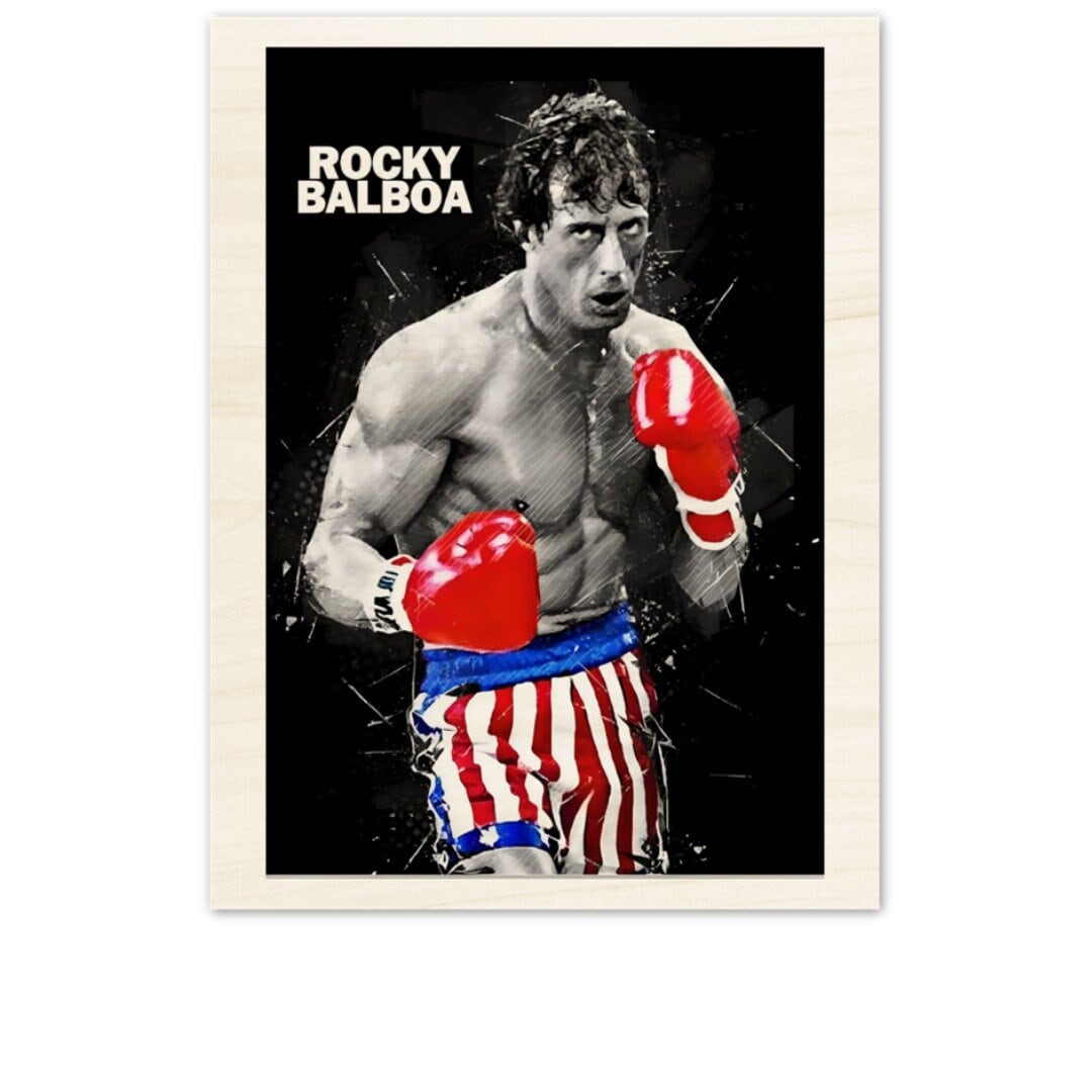 Rocky Balboa Sylvester Stallone Wood Print SIZE 45x60cm / 18x24 HD No ...