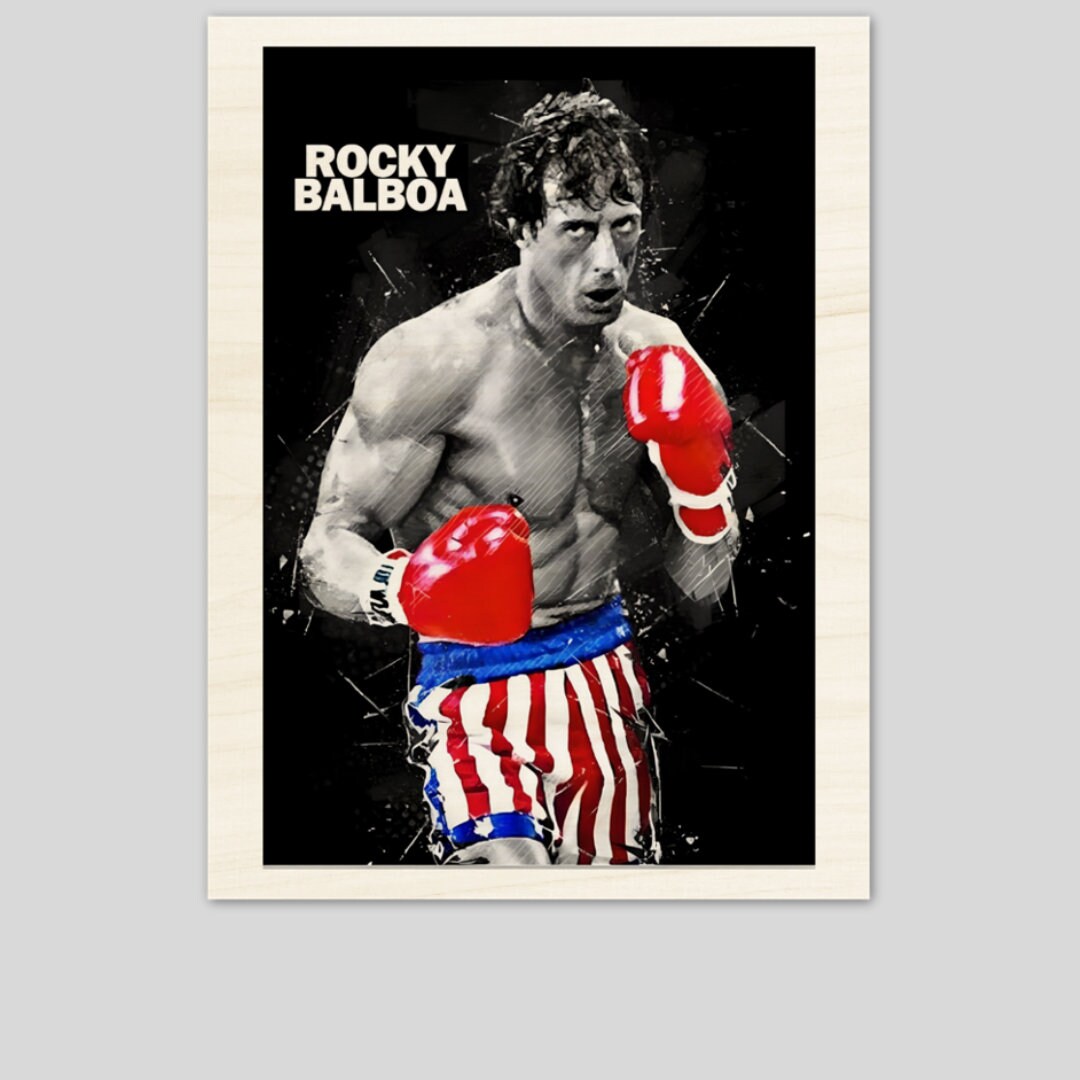 Rocky Balboa Sylvester Stallone Wood Print SIZE 45x60cm / 18x24 HD No ...