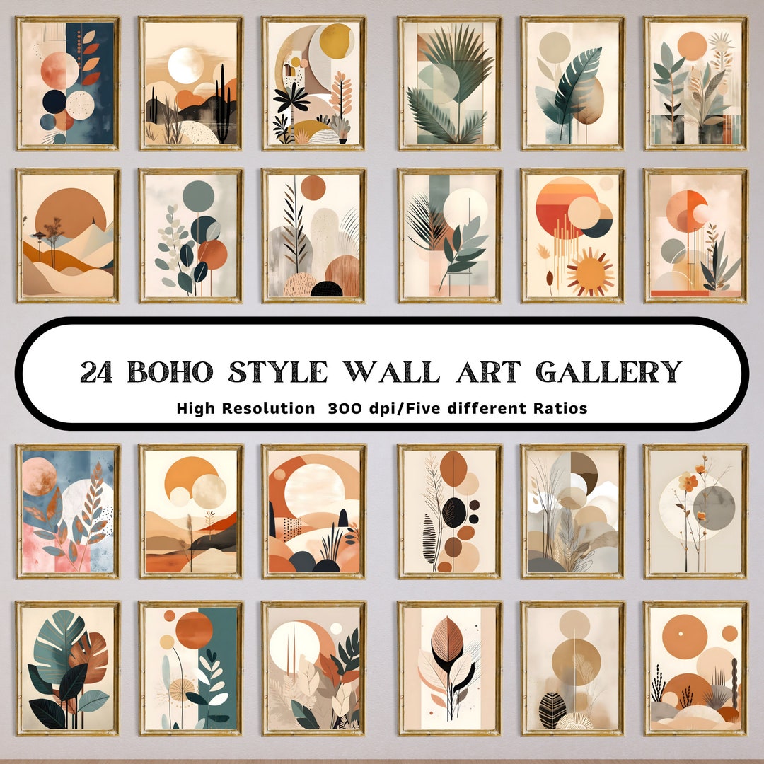Modern Boho Wall Art Gallery: Boho Art Decor, Collage Mega Bundle Set ...