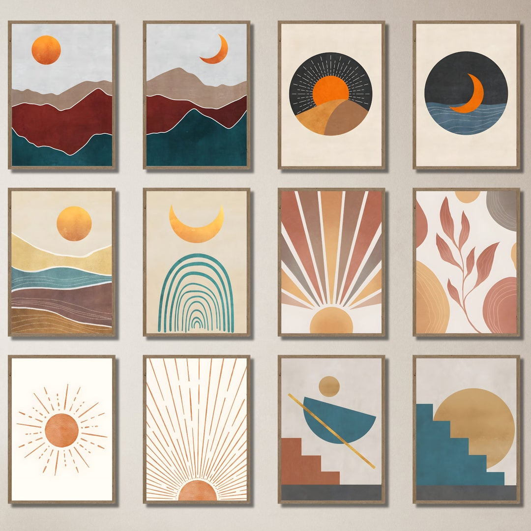 Boho Printable Wall Art Set of 12, Modern Prints Decor ,elevate Your ...