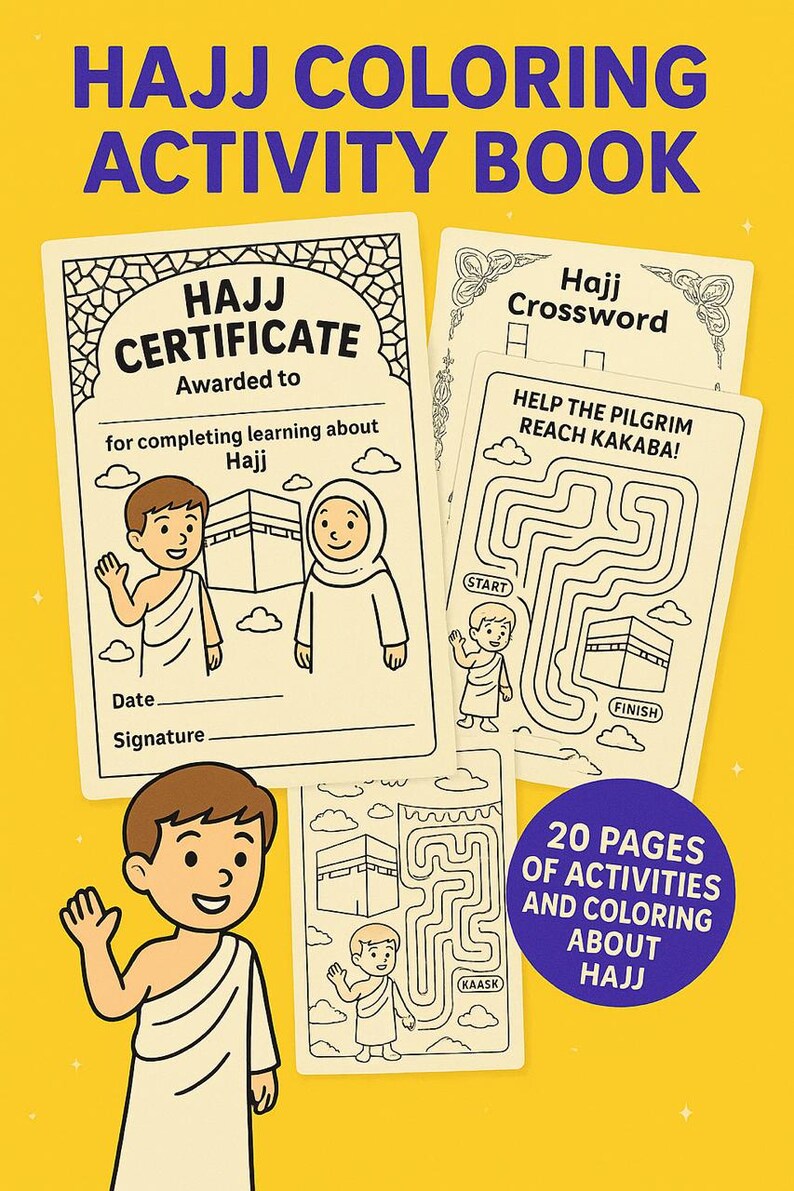 Hajj Activity Coloring Book for Kids 20+ Pages of Fun & Learning ...