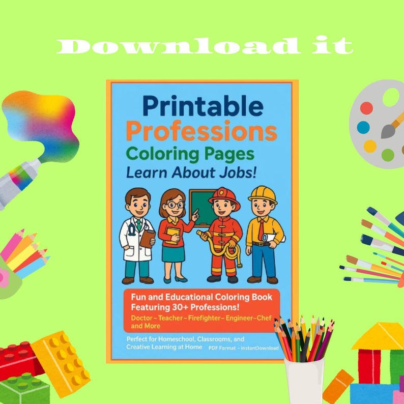 Printable Professions Coloring Pages for Kids – Learn About Jobs - Etsy