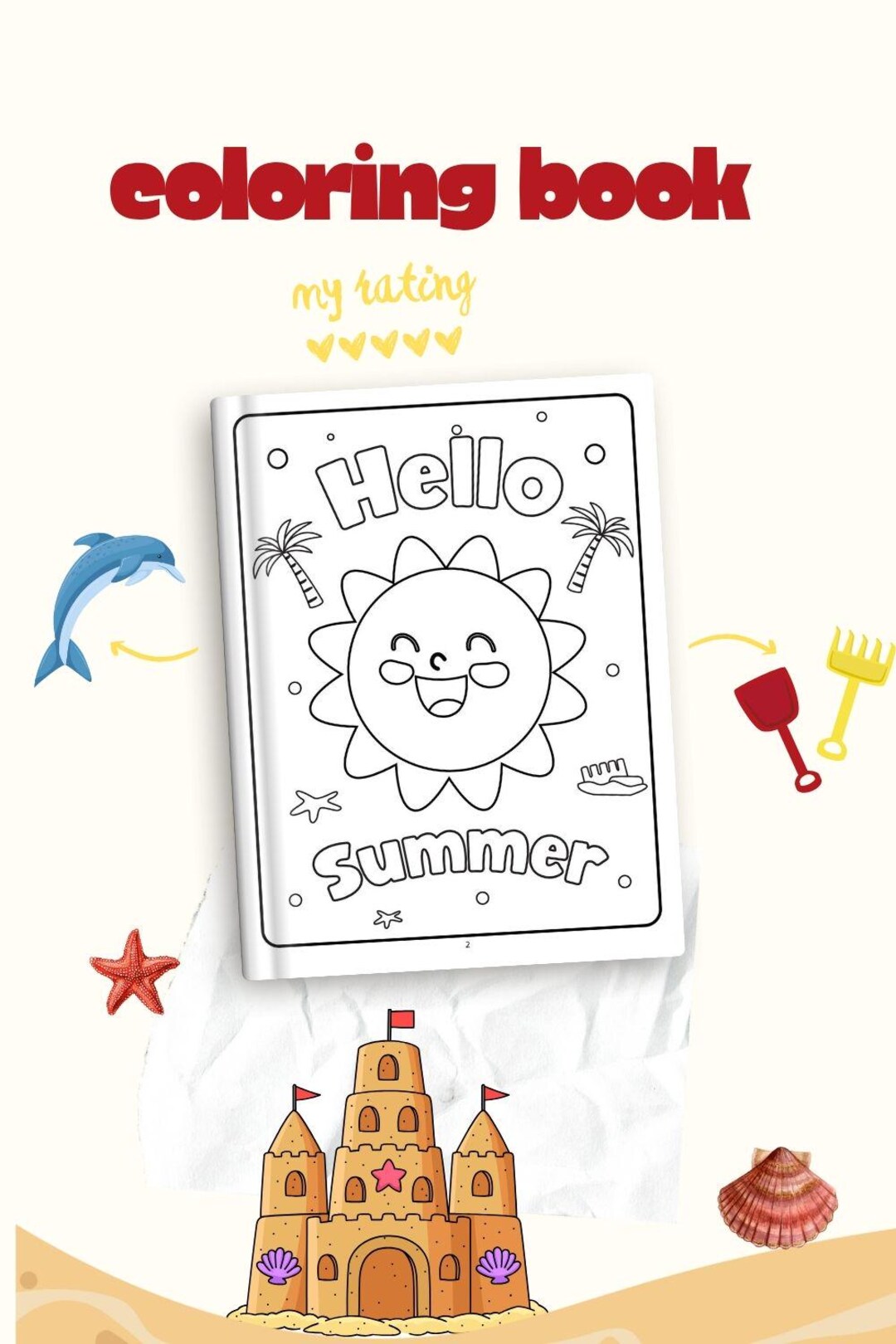 Hello Summer! Printable Coloring Book for Kids - Etsy