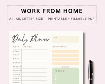 Daily Planner Printable Daily Planner & Weekly Planner, A4 A5 US Letter ...
