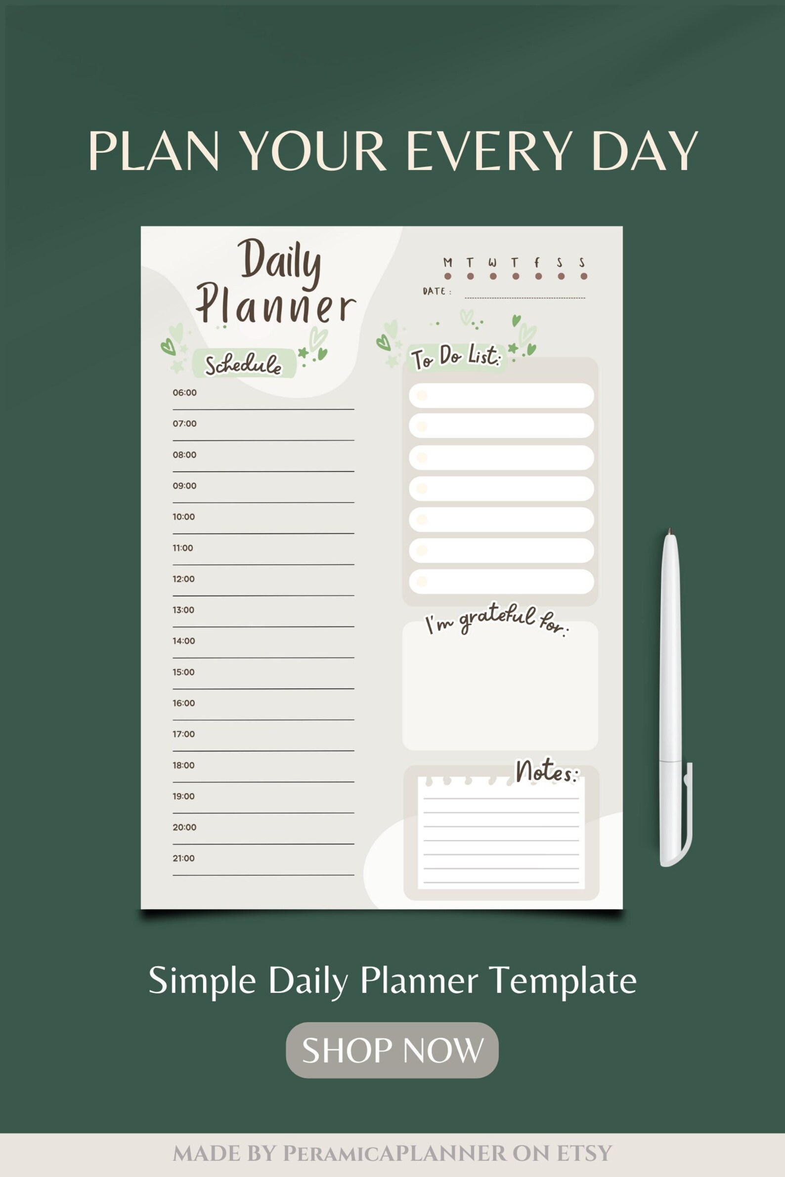 Daily Planner Printable, ADHD Daily Planner, Hyperlinked Planner ...