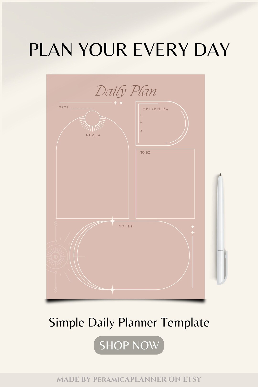 Minimalist Daily Planner Printable, Priorities Desk Worksheet Pdf ...