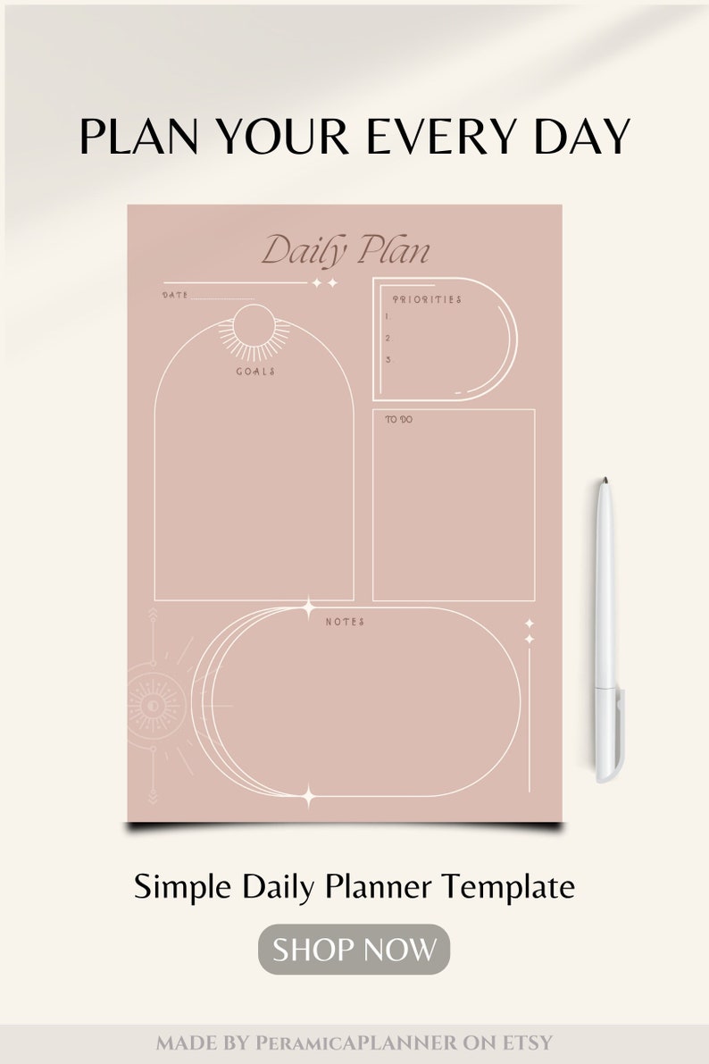 Minimalist Daily Planner Printable, Priorities Desk Worksheet Pdf ...