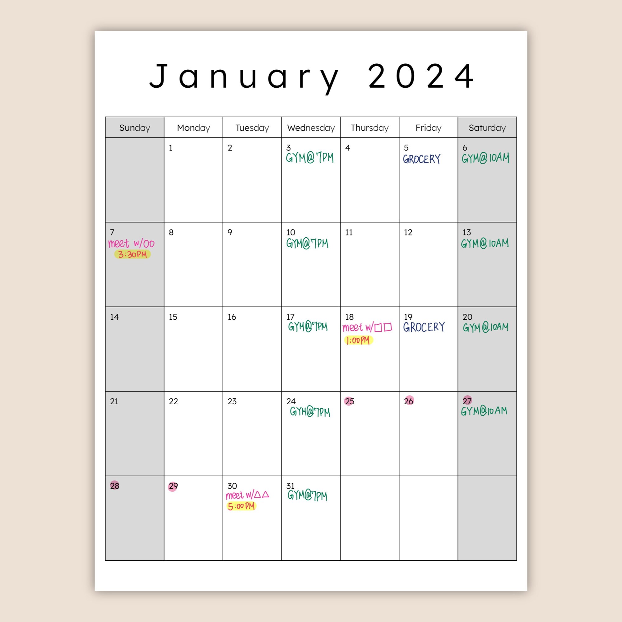 2024 CALENDAR | Letter Size | PDF Format | Printable | Vertical | 12 ...