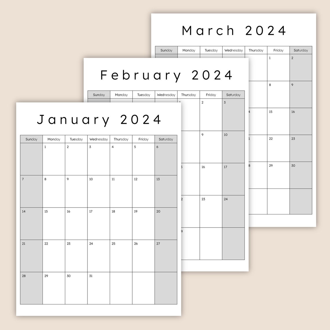 2024 CALENDAR | Letter Size | PDF Format | Printable | Vertical | 12 ...