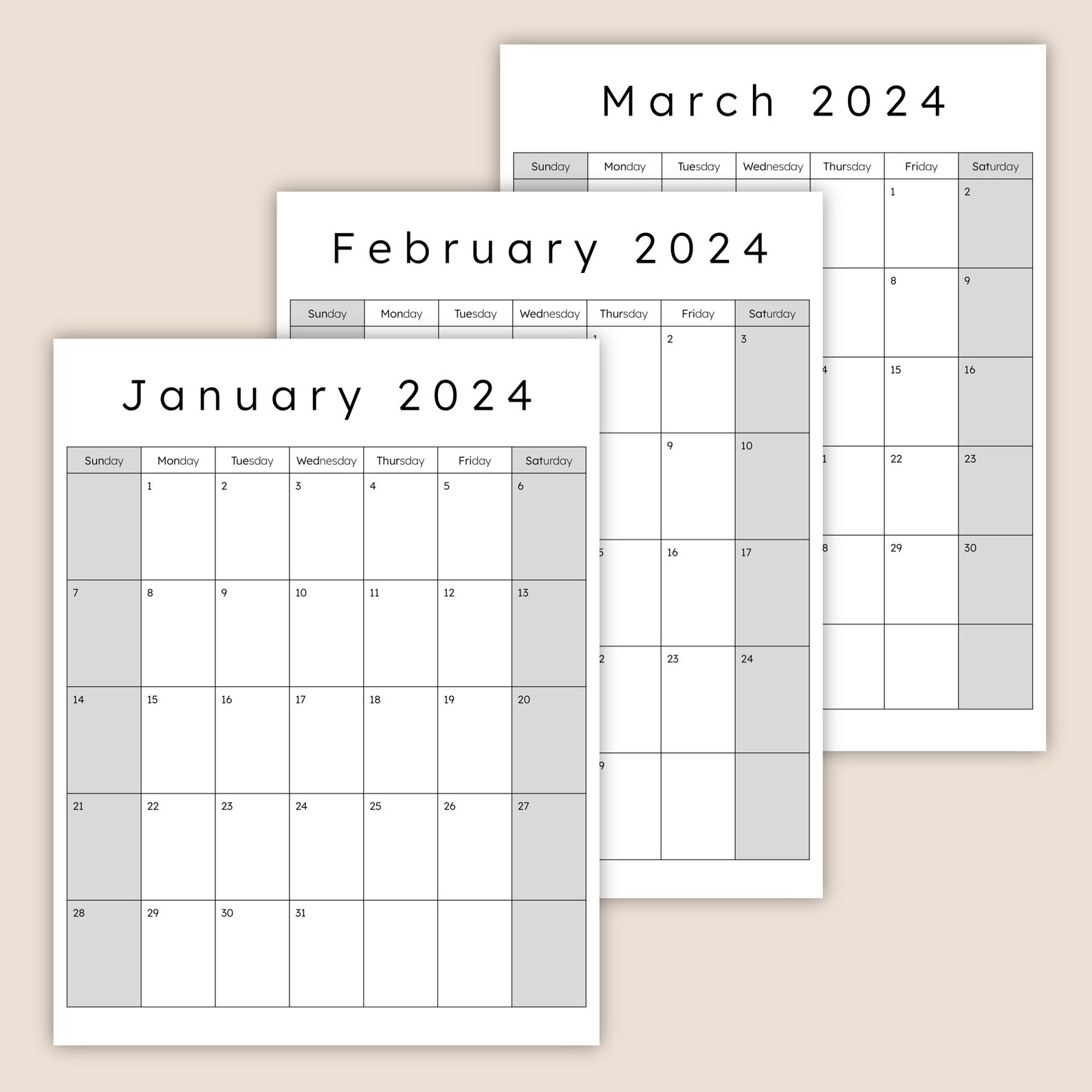 2024 CALENDAR | Letter Size | PDF Format | Printable | Vertical | 12 ...