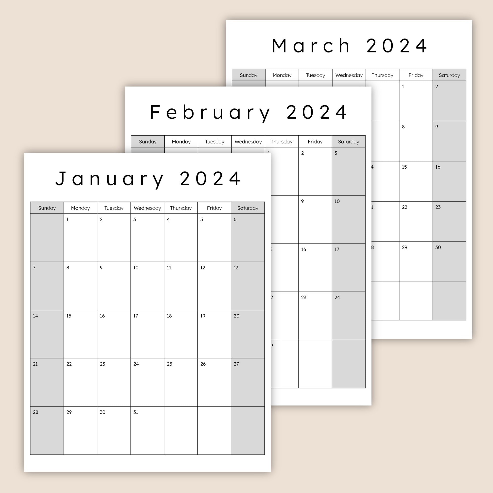 2024 CALENDAR | Letter Size | PDF Format | Printable | Vertical | 12 ...