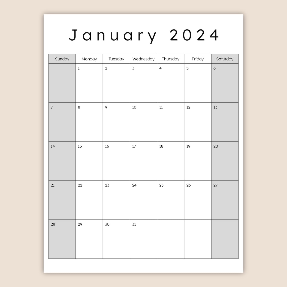 2024 CALENDAR | Letter Size | PDF Format | Printable | Vertical | 12 ...