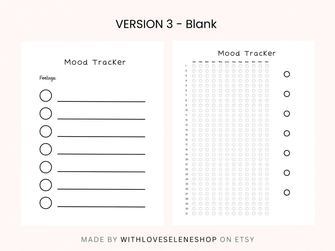 Mood Tracker Printable PDF, Mood Tracker Digital Planner, Wellness ...
