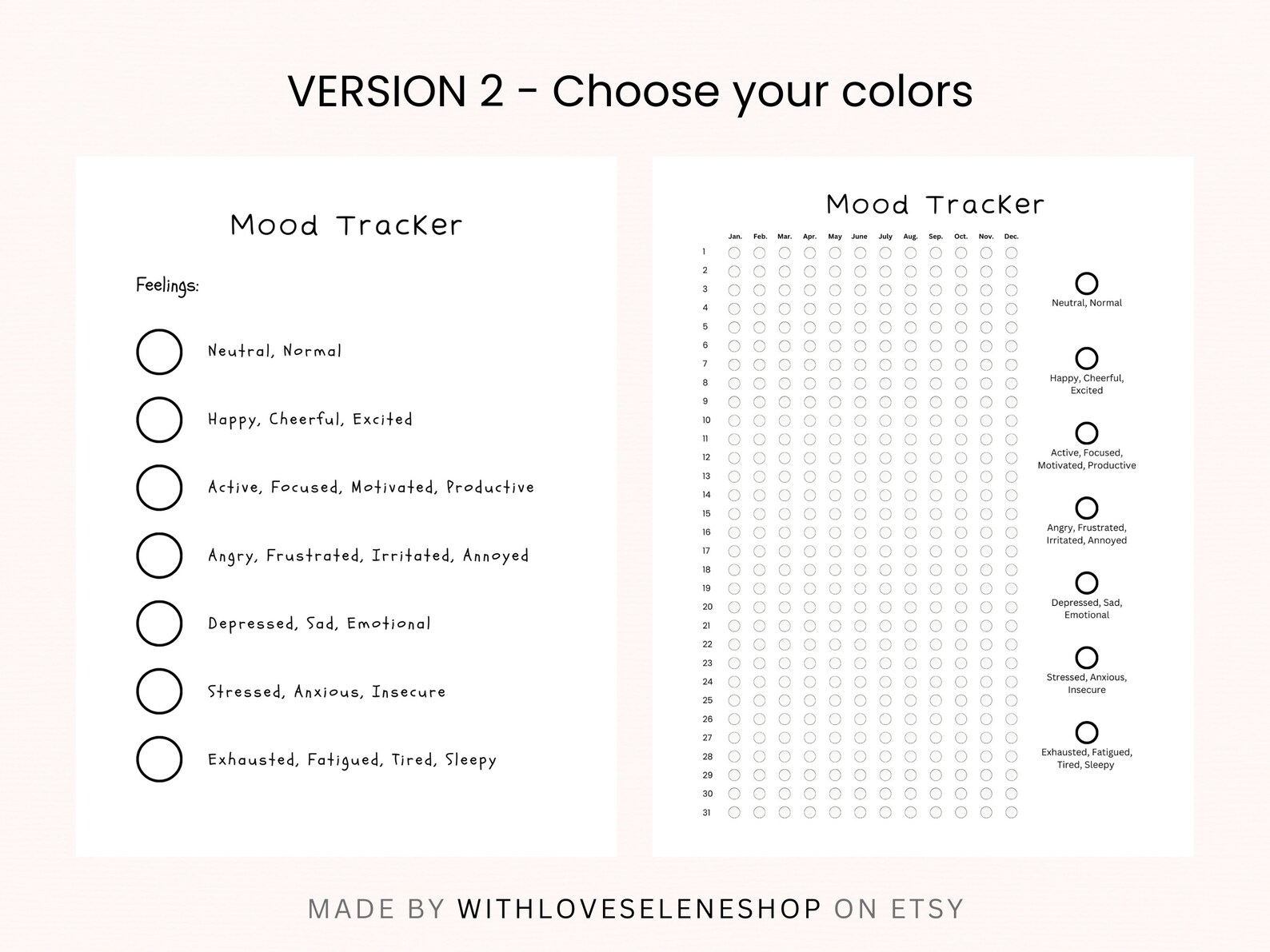 Mood Tracker Printable PDF, Mood Tracker Digital Planner, Wellness ...