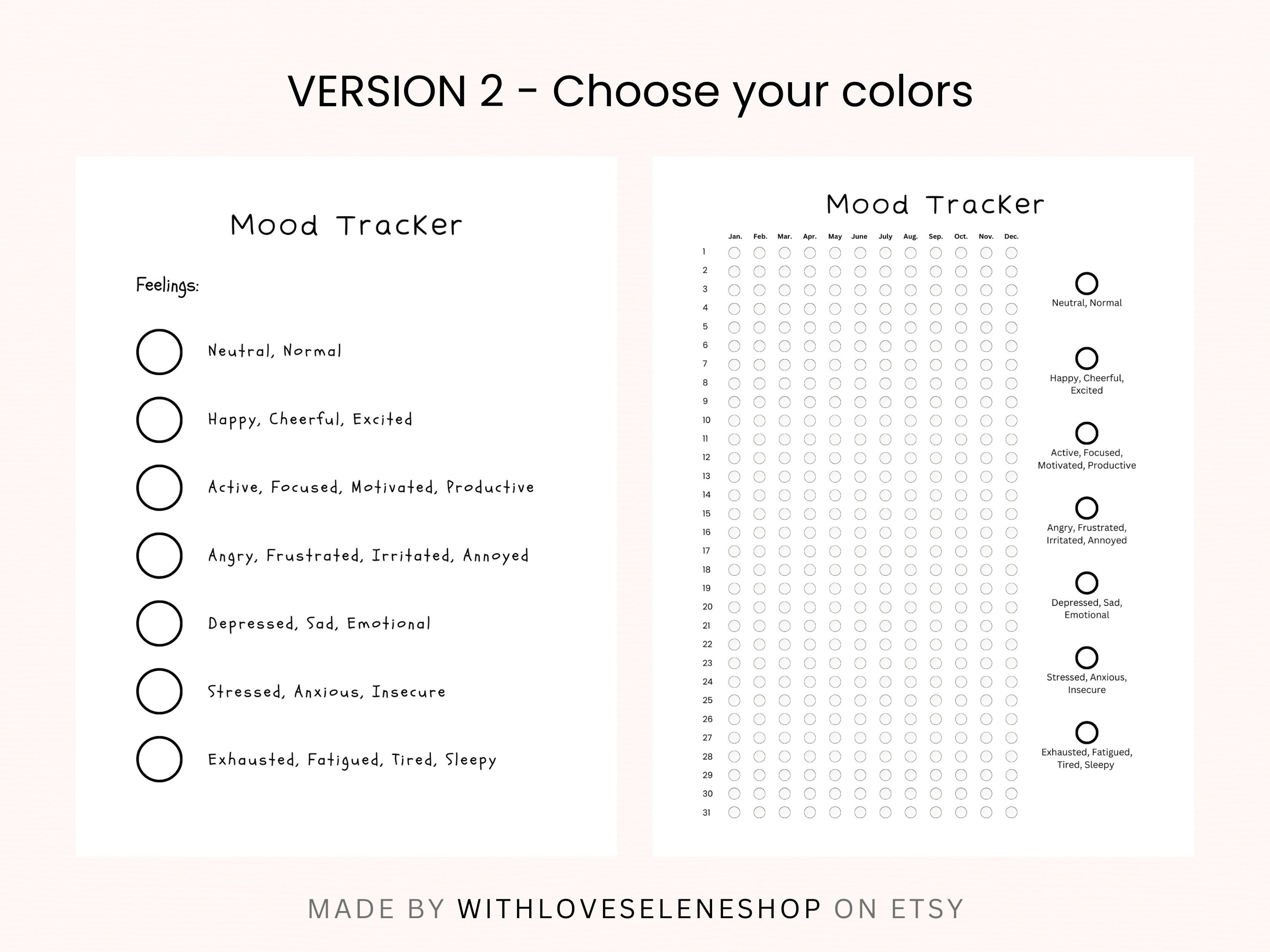 Mood Tracker Printable PDF, Mood Tracker Digital Planner, Wellness ...