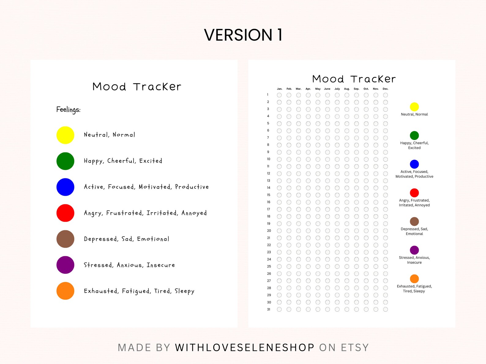 Mood Tracker Printable PDF, Mood Tracker Digital Planner, Wellness ...