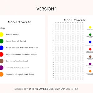 Mood Tracker Printable PDF, Mood Tracker Digital Planner, Wellness ...