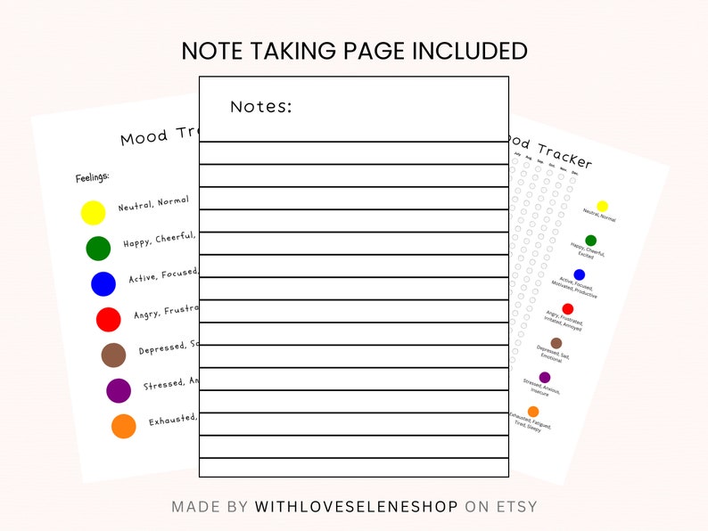 Mood Tracker Printable PDF, Mood Tracker Digital Planner, Wellness ...