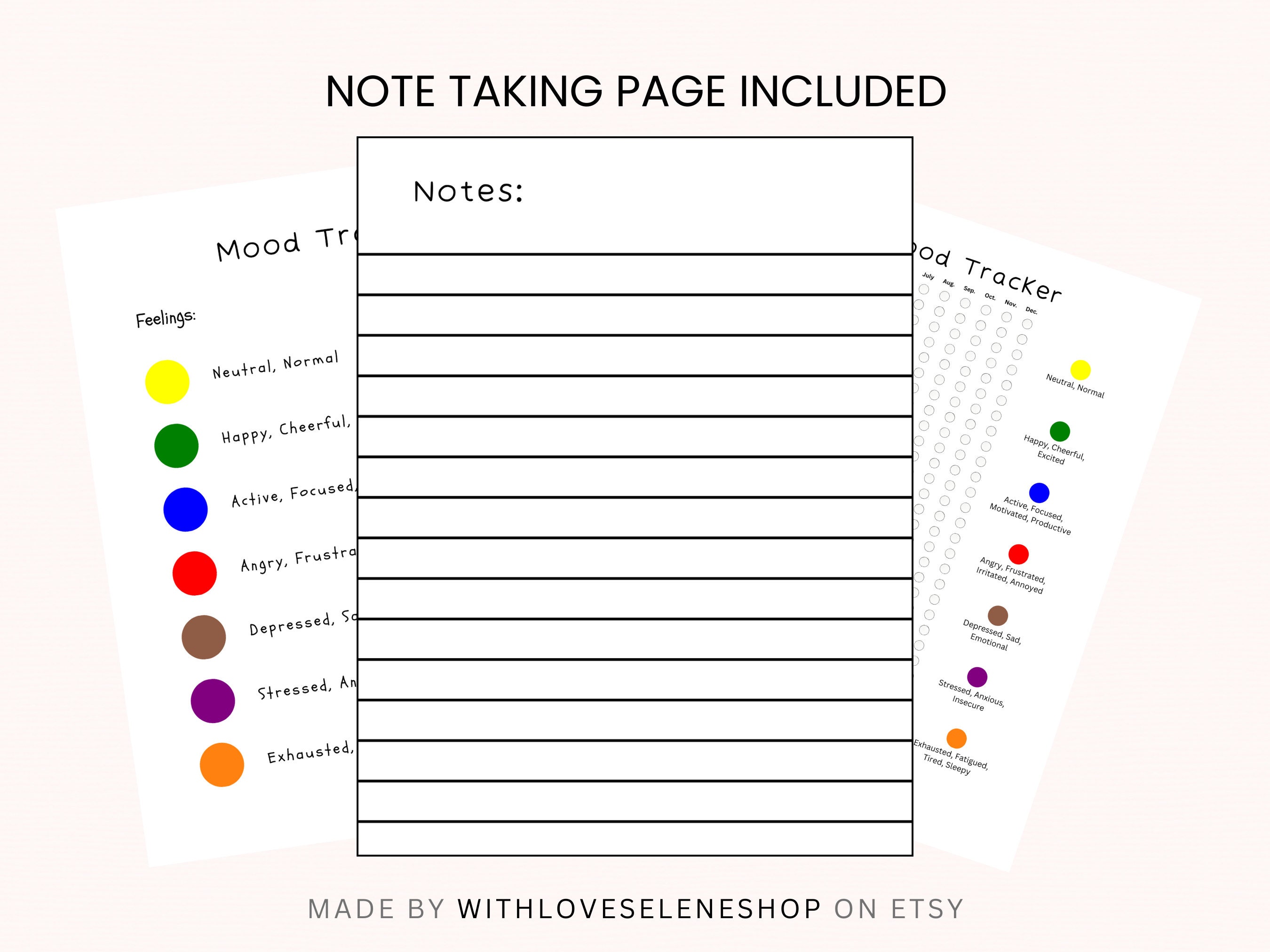 Mood Tracker Printable PDF, Mood Tracker Digital Planner, Wellness ...