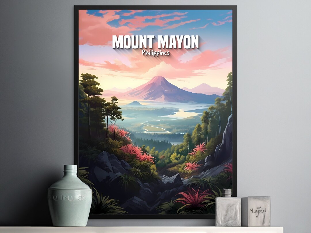 Stunning Mount Mayon Wall Art Print, Philippines Landscape Art for Home ...