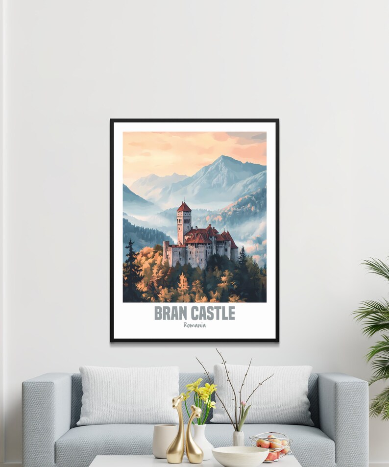 Bran Castle Wall Art, Romanian Castle Print, Transylvania Art, Scenic ...