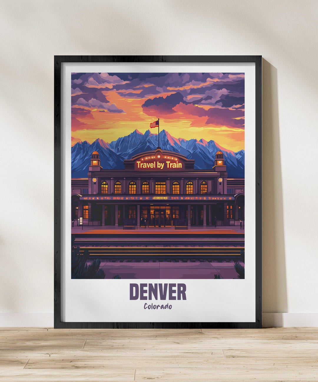 Denver Colorado Train Station Poster Print, Vintage Railway Travel Wall ...