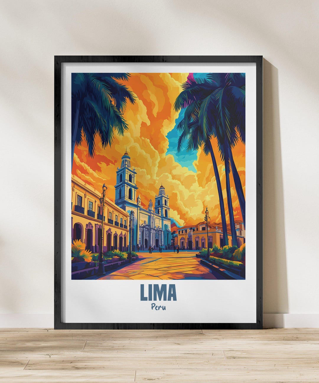 Lima Cityscape Wall Art, Vibrant Lima Peru Print, Colorful Lima ...