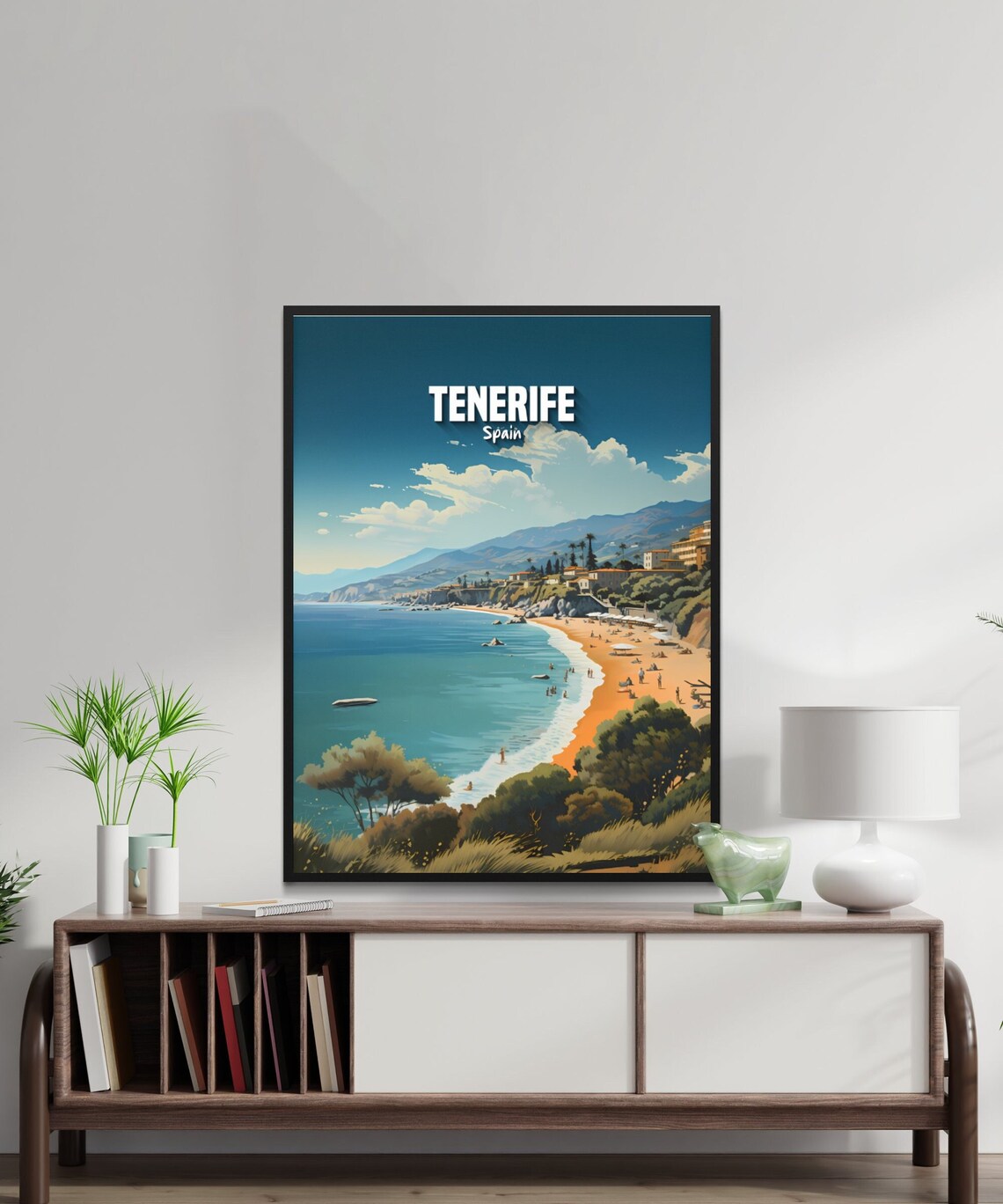 Vintage Tenerife Beach Poster Art Print - Tropical Scenic Wall Decor ...