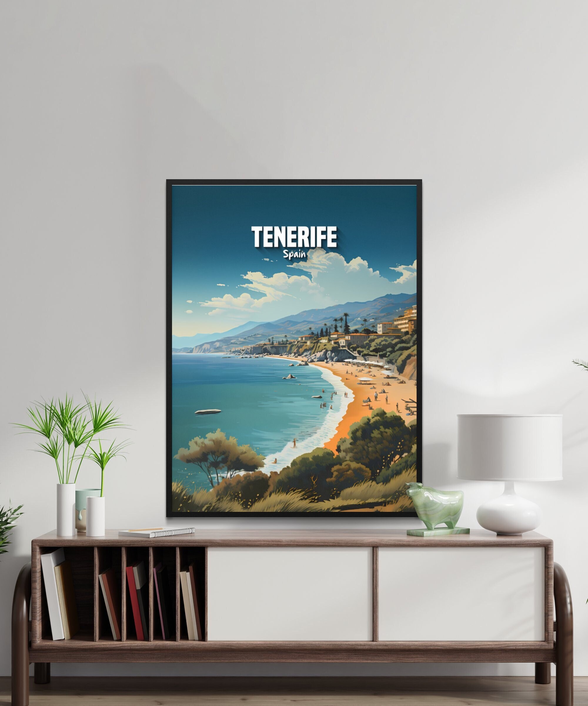 Vintage Tenerife Beach Poster Art Print - Tropical Scenic Wall Decor ...
