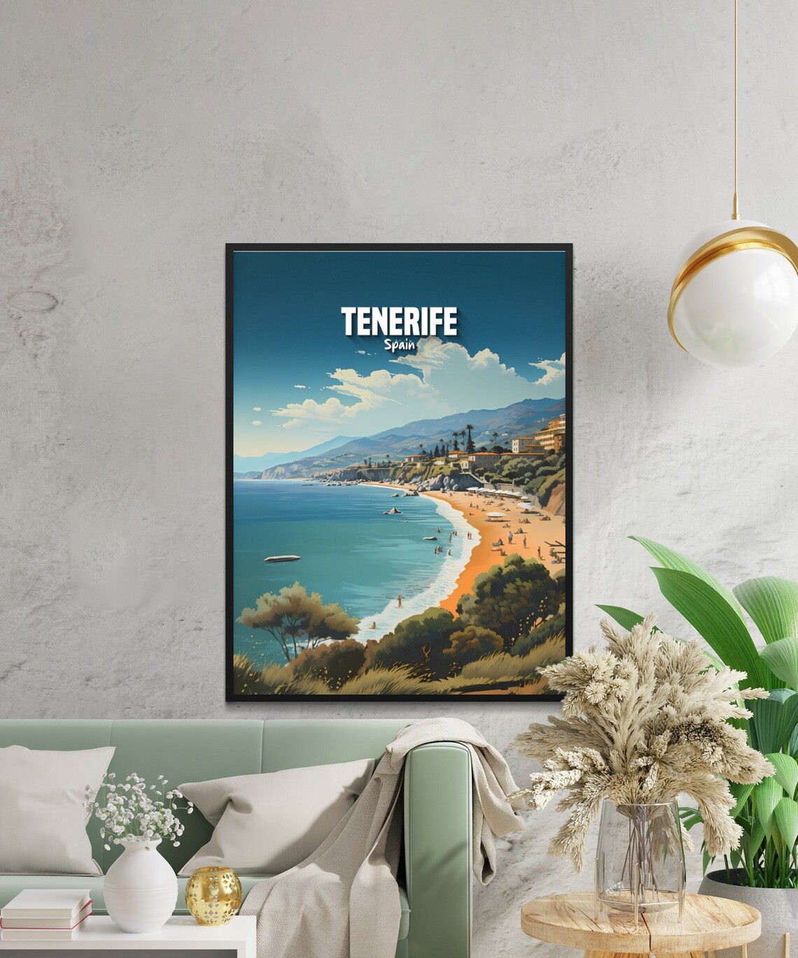 Vintage Tenerife Beach Poster Art Print - Tropical Scenic Wall Decor ...