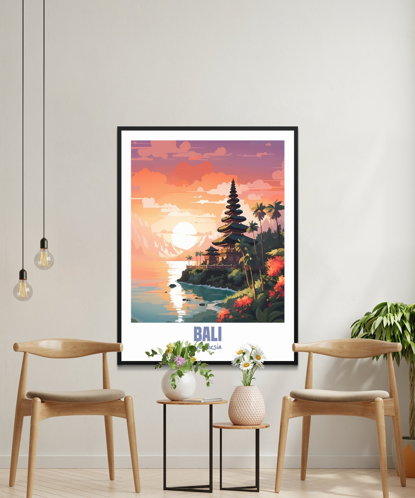 Beautiful Bali Landscape Wall Art Print, Sunset Over Ocean With ...