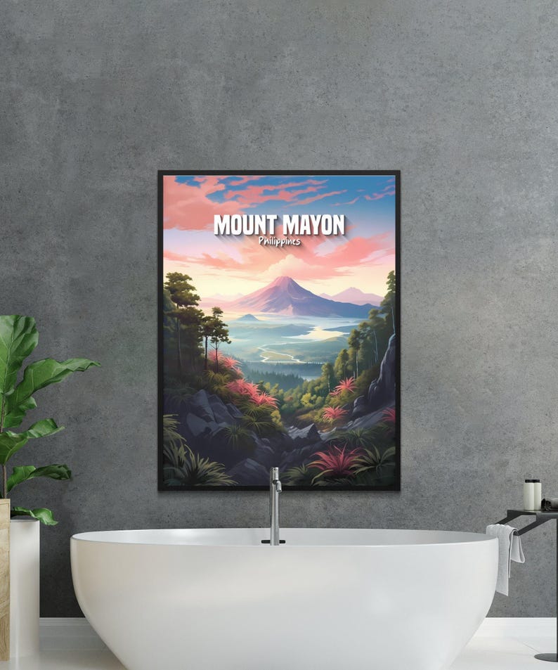 Stunning Mount Mayon Wall Art Print, Philippines Landscape Art for Home ...