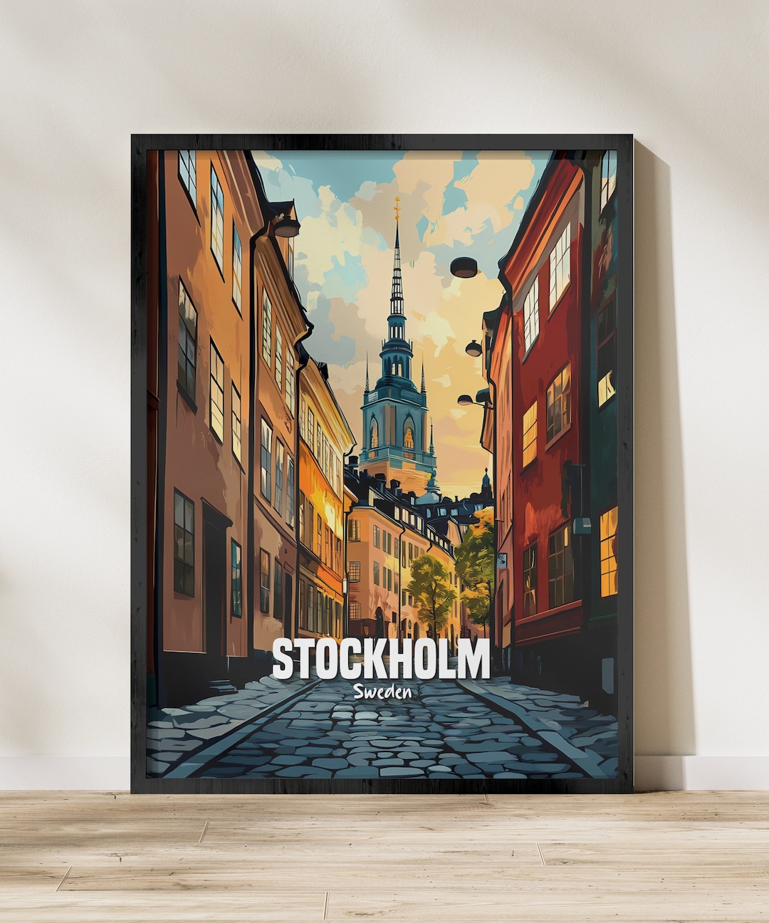 Stockholm Sweden Street View Wall Art, Scandinavian Cityscape Print ...