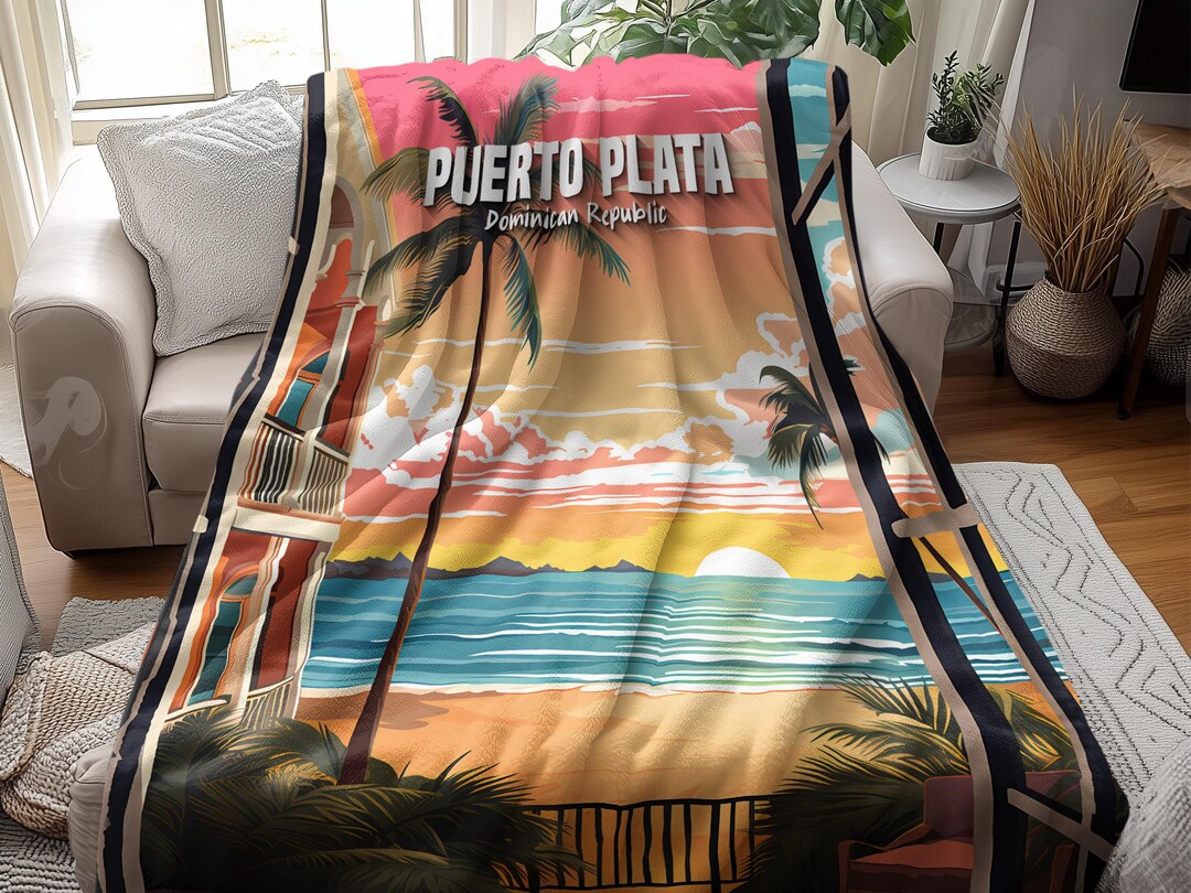 Puerto Plata Blankets: Dominican Republic, Coastal Beach, Palm Trees - Etsy