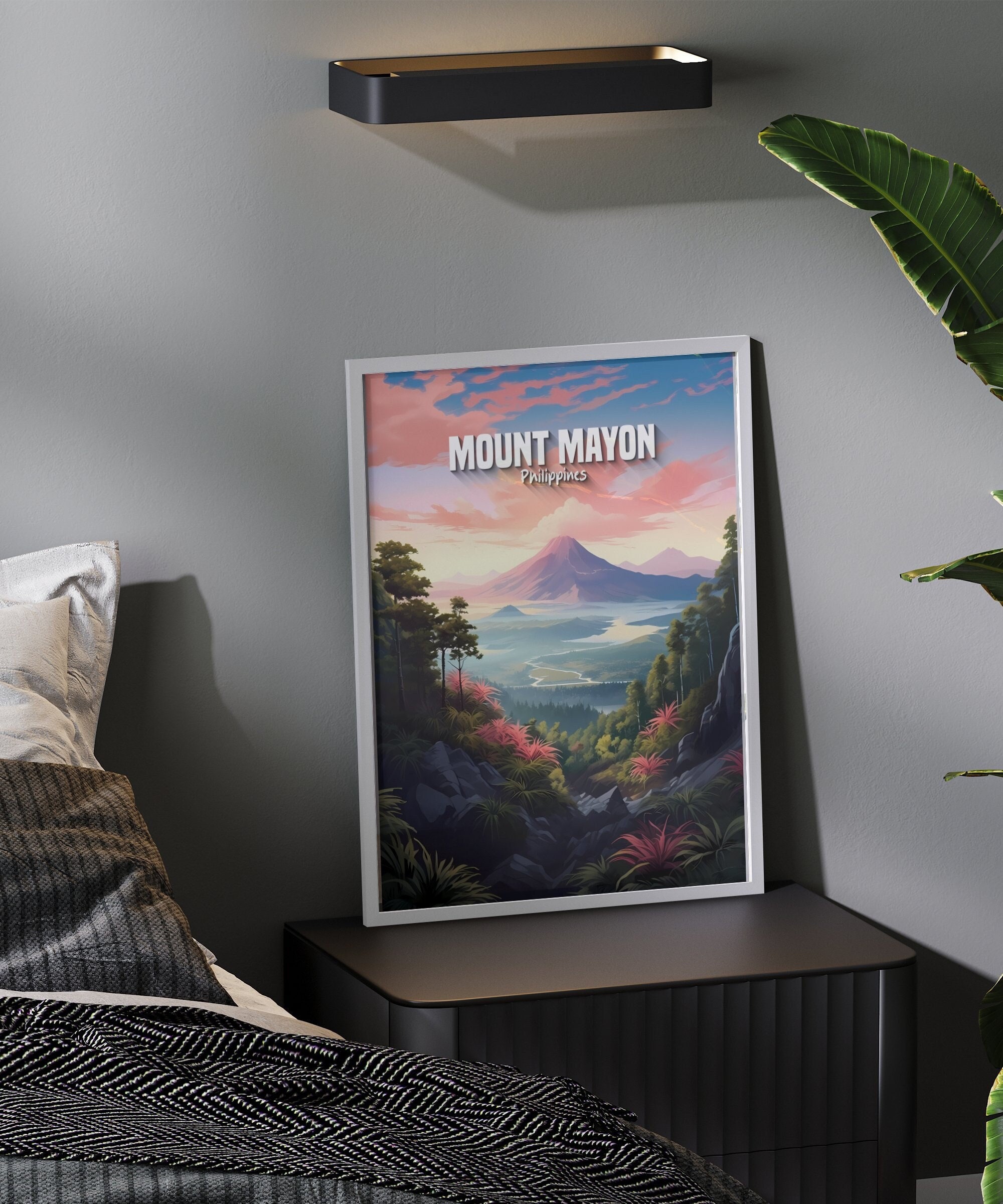 Stunning Mount Mayon Wall Art Print, Philippines Landscape Art for Home ...