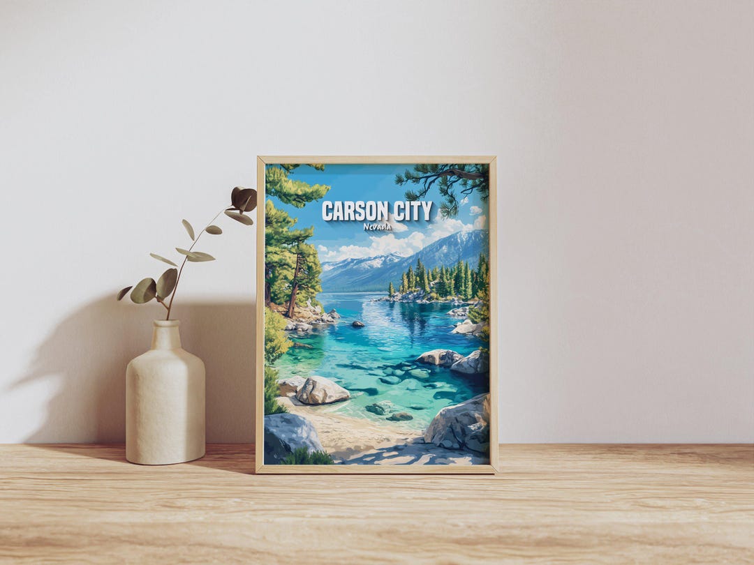 Carson City Poster, Nevada Wall Art, Mountain Lake Print, Scenic ...