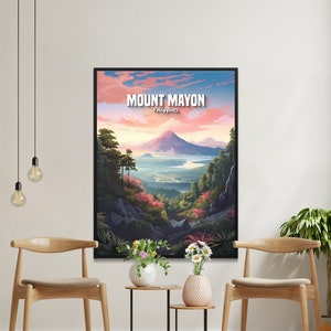 Stunning Mount Mayon Wall Art Print, Philippines Landscape Art for Home ...