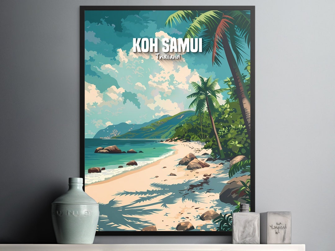 Koh Samui Tropical Island Wall Art, Scenic Beach Landscape Print ...