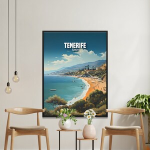 Vintage Tenerife Beach Poster Art Print - Tropical Scenic Wall Decor ...