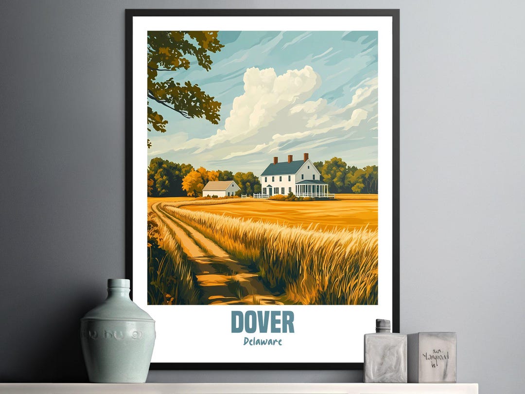 Dover Delaware Farmhouse Landscape Wall Art Poster, Contemporary ...