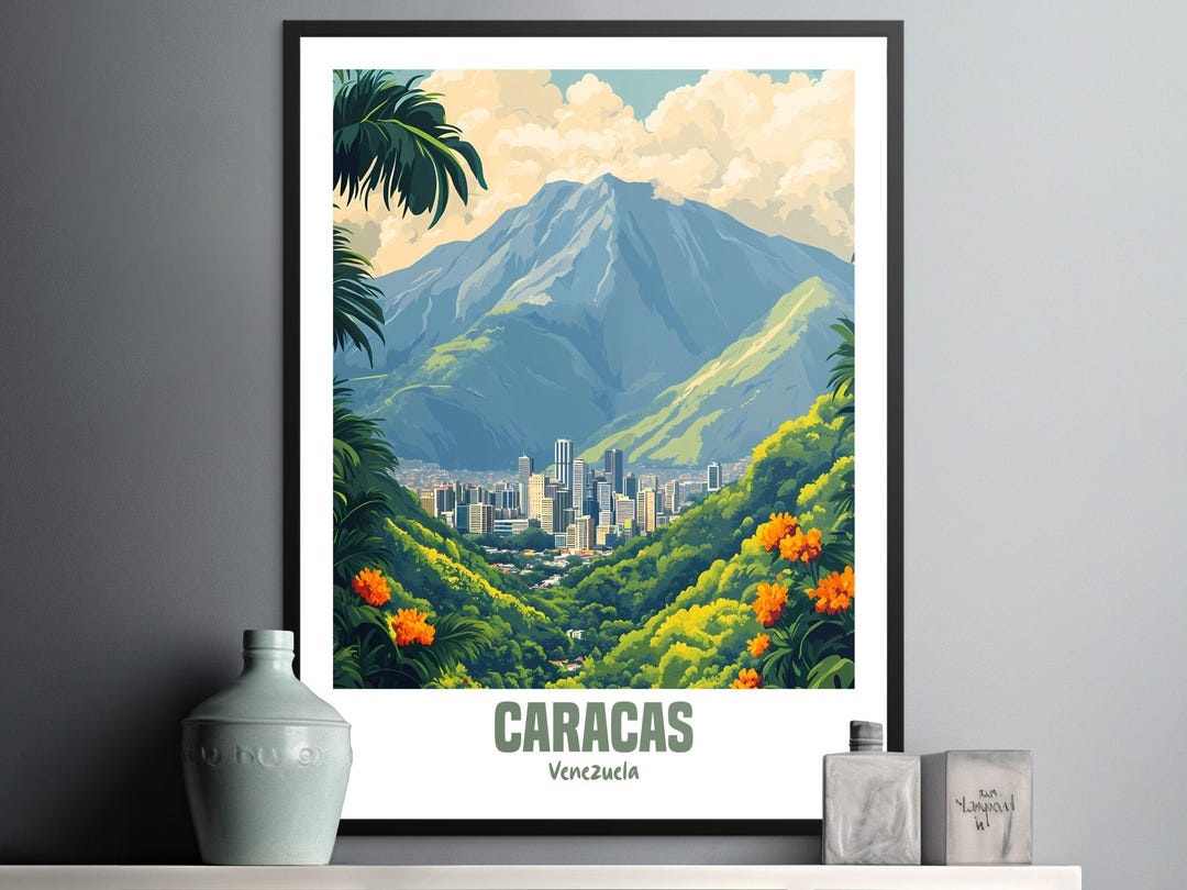 Caracas Venezuela City Skyline Wall Art, Mountain Landscape Poster ...