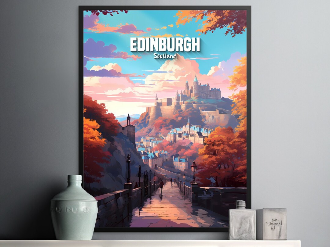 Stunning Edinburgh Scotland Wall Art Poster, Beautiful Landscape With ...