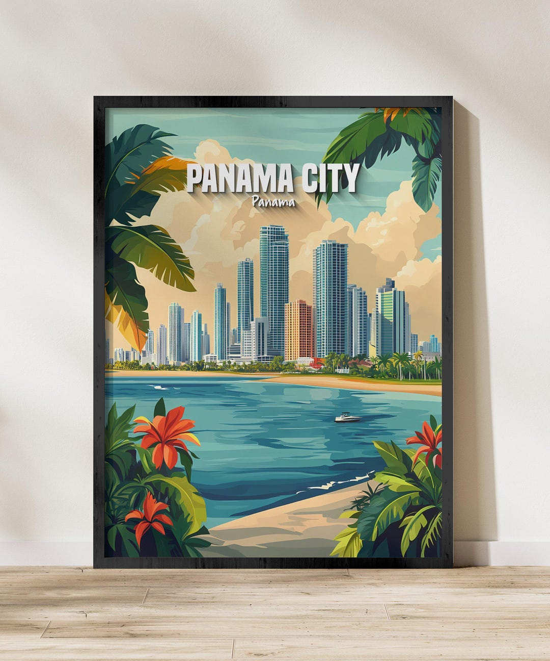 Panama City Cityscape Wall Art Print Panama Poster Panama Skyline ...