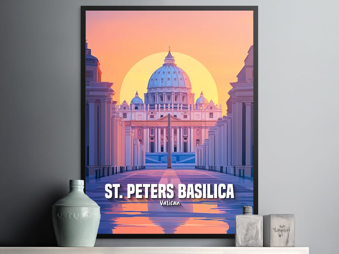 St Peters Basilica Art Print Vatican Wall Art Architecture Poster ...