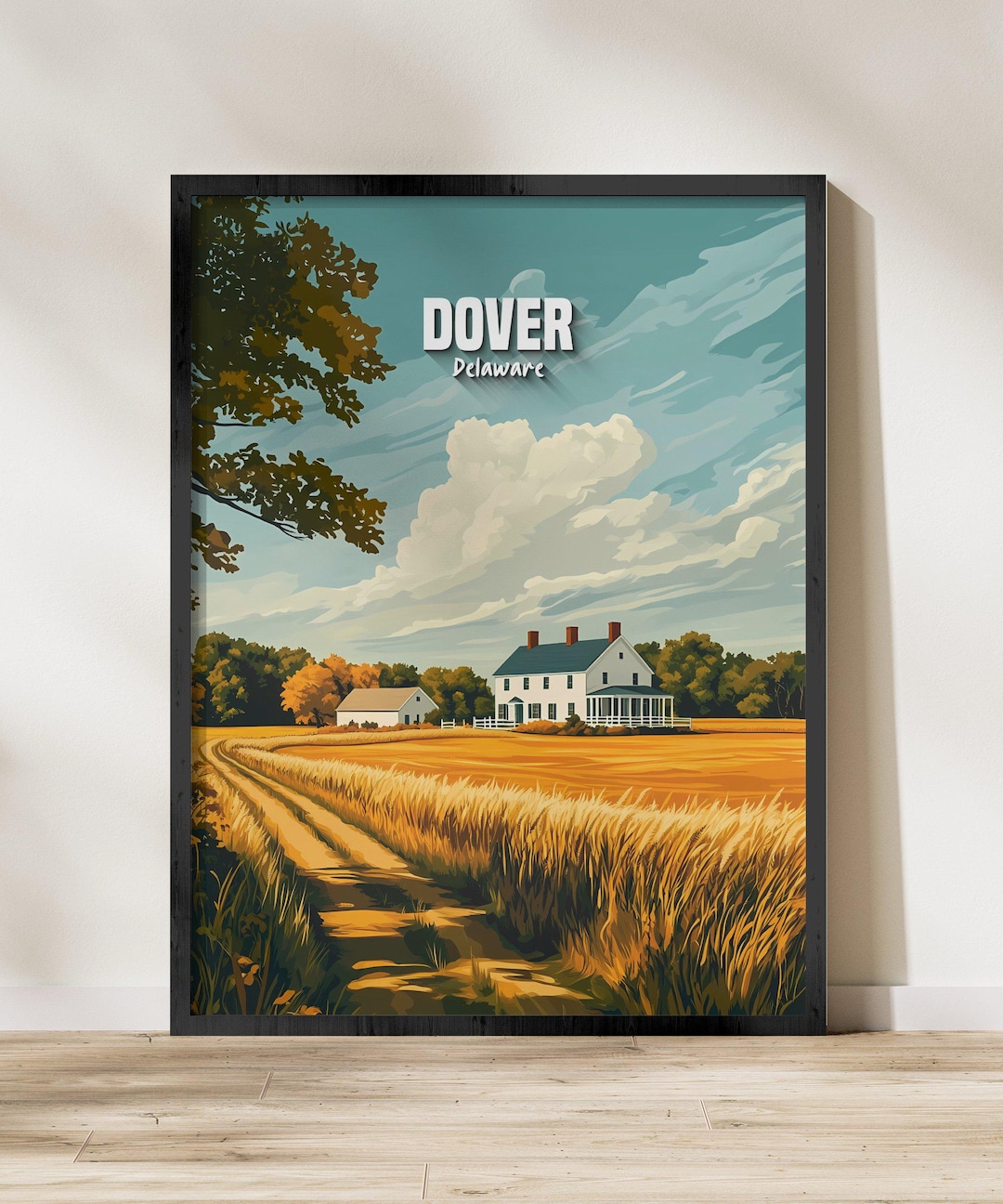 Scenic Dover Delaware Landscape Wall Art, Vintage Country House, Rustic ...