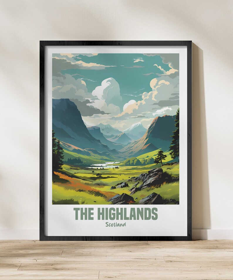 Beautiful Wall Art Print of the Highlands in Scotland, Nature Landscape ...