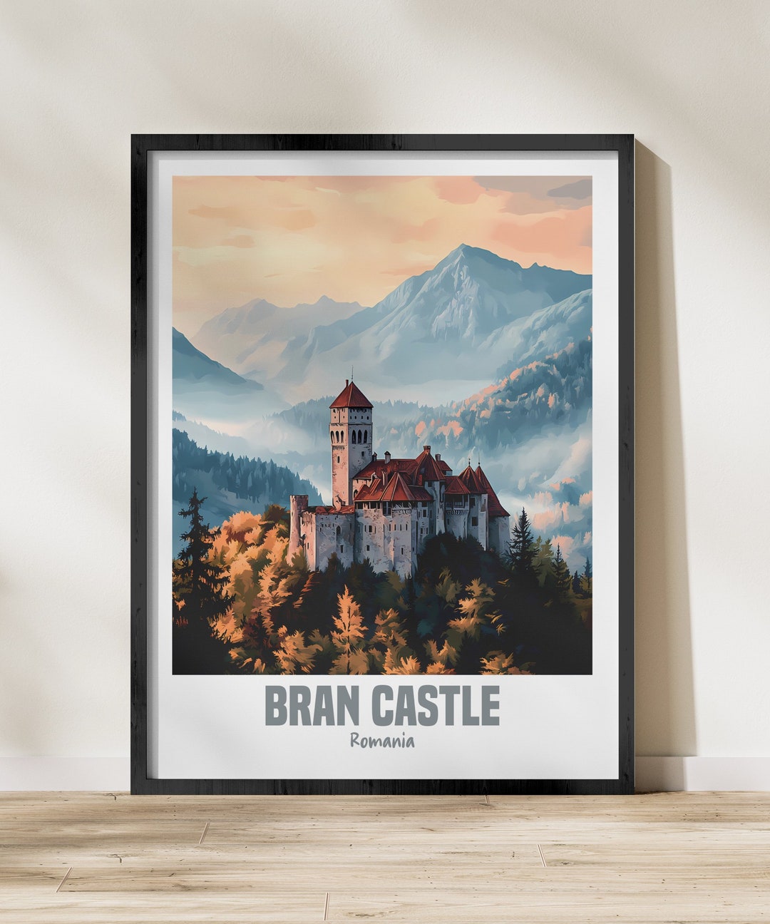 Bran Castle Wall Art, Romanian Castle Print, Transylvania Art, Scenic ...