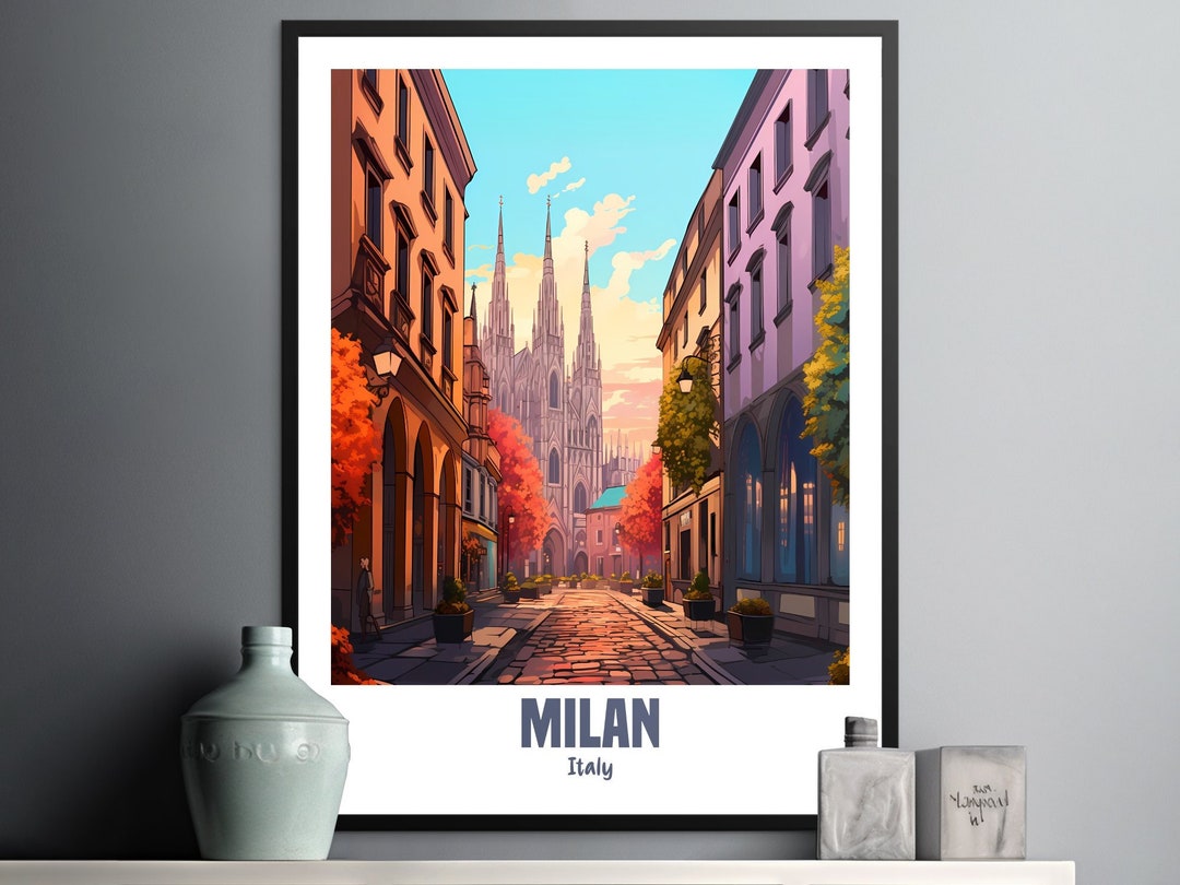 Beautiful Milan Italy Wall Art Print - Colorful Cityscape Decor for ...